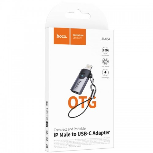 Перехідник Hoco UA46A Lightning Male to Type-C Female Metal gray ...